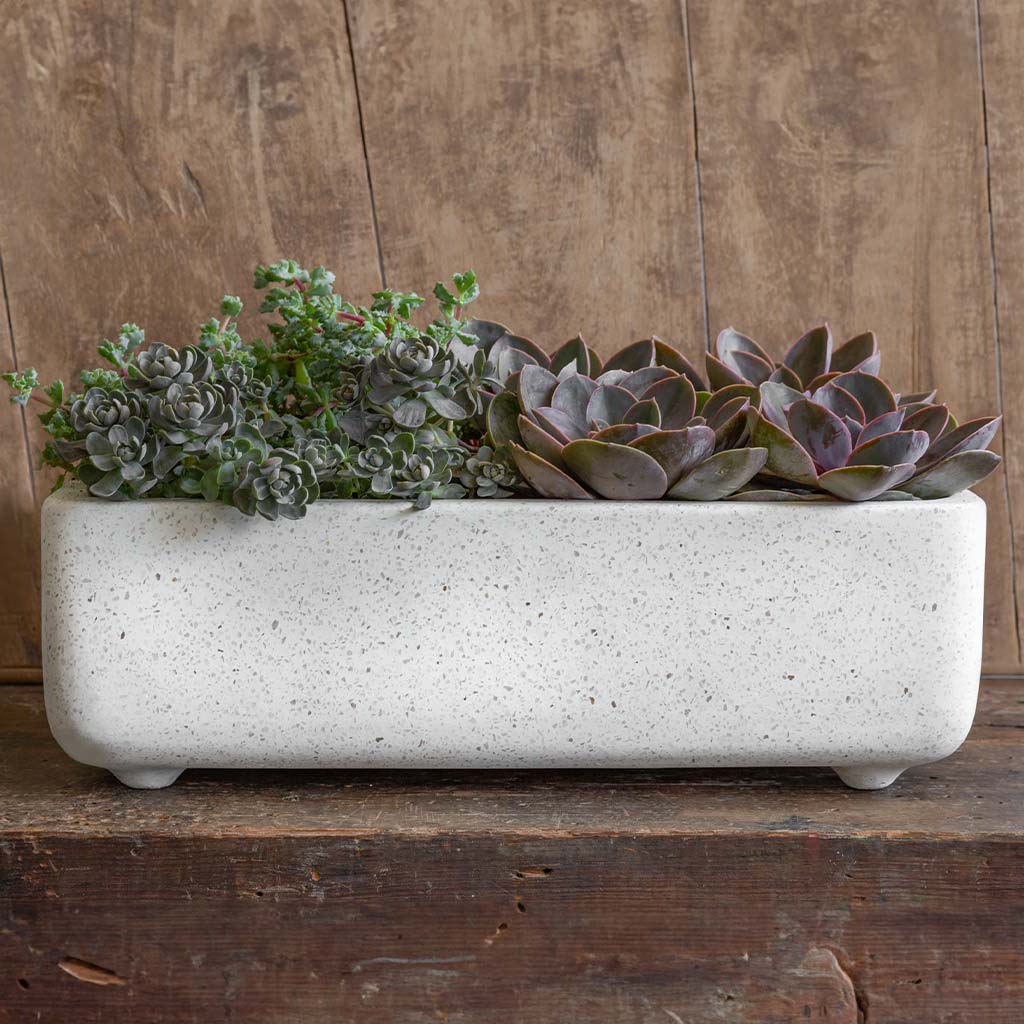 Campania International Geo Rectangular Footed Planter | Garden-Fountains