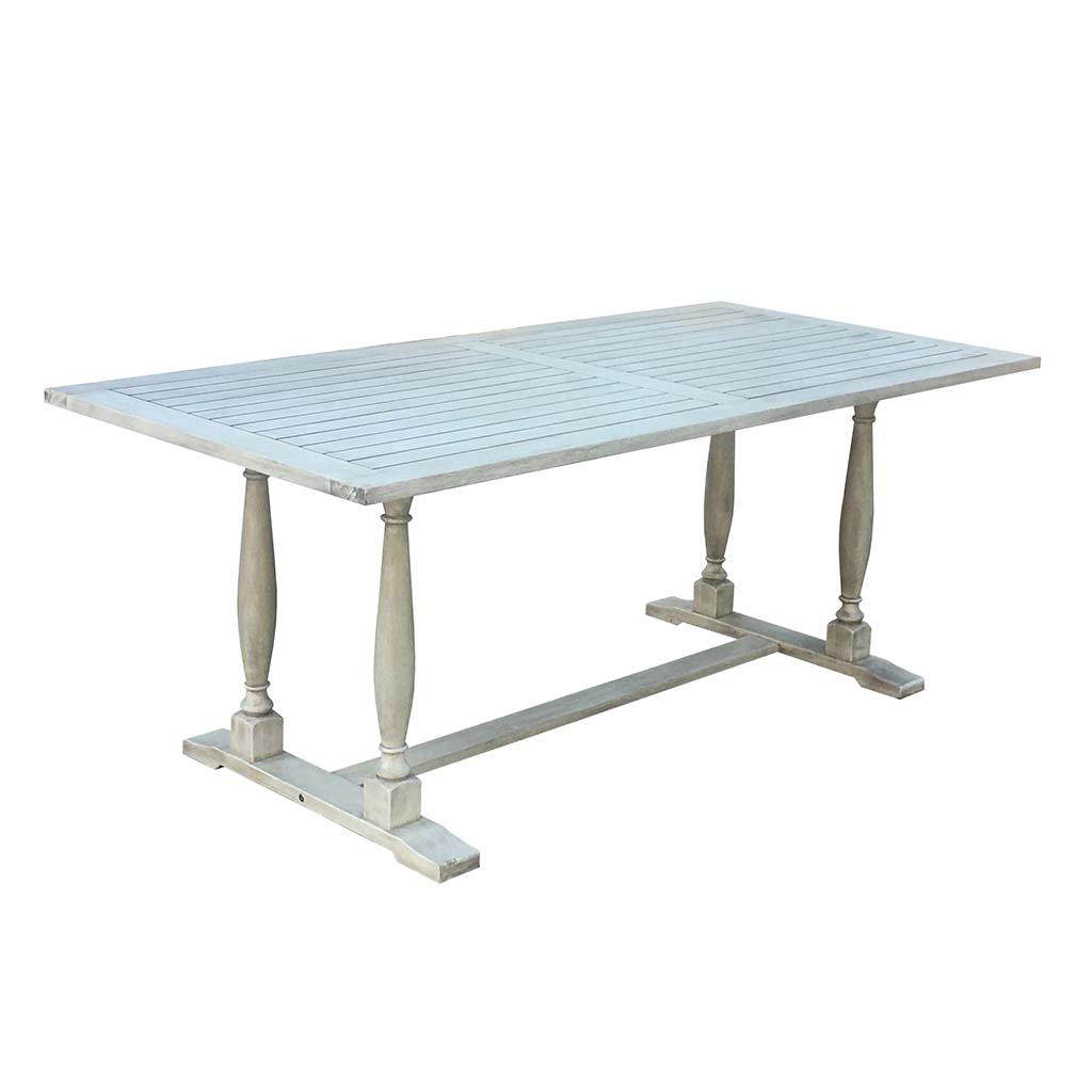 Acacia Rectangular Dining Table in Light Gray | Garden-Fountains