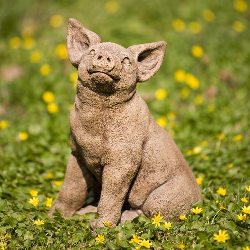 Campania International Perky Pig Statue | Garden-Fountains